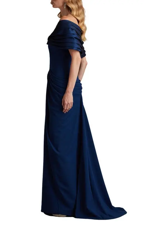 tadashi shoji navy blue dress Dalton Two-Tone Off-Shoulder Gown NAVY  Tadashi Shoji Official Online  Boutique