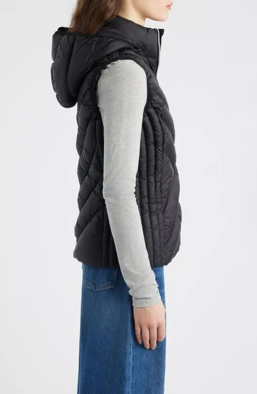 Michael Kors Chevron-quilted Puffer Vest With Removable Hood