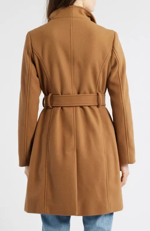 Michael Kors Belted Coat With Oversize Collar - Dark Camel
