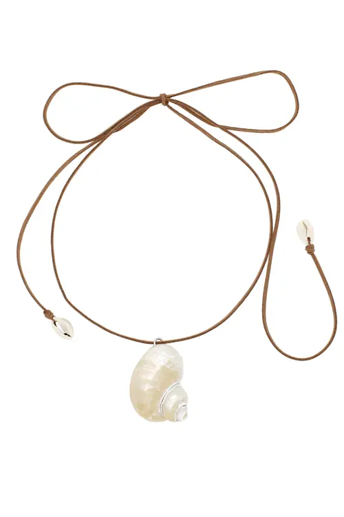 VELVET LUNA Seashell Suede Wrap Necklace - Brown