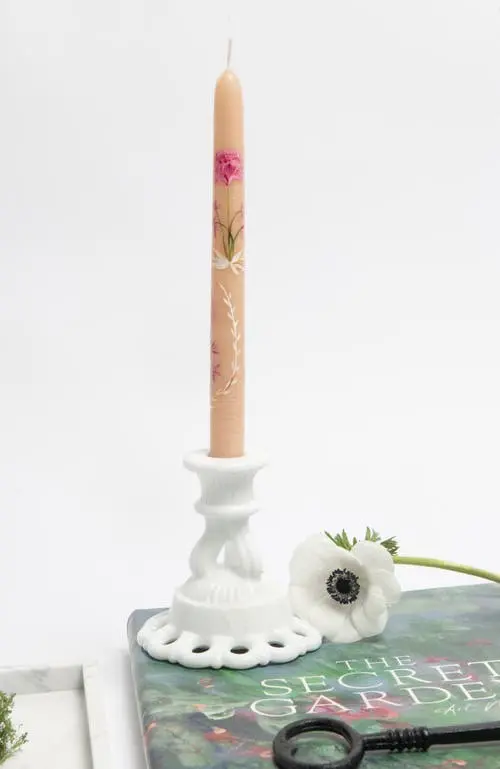 BOND & GRACE Set Of 2 Hand-painted Tapersin Bloom