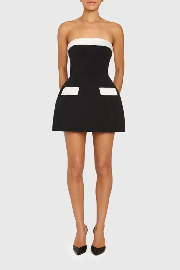 Amanda Uprichard Lucienne Skort Romper - Black Ivory
