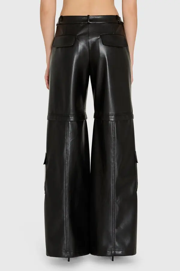 Amanda Uprichard Lucas Faux Leather Cargo Pants - Black