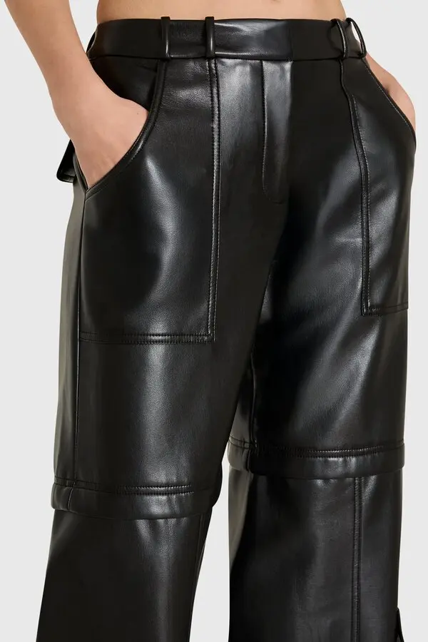 Amanda Uprichard Lucas Faux Leather Cargo Pants - Black