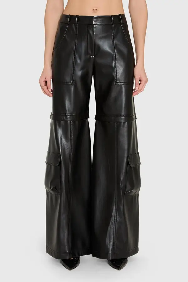 Amanda Uprichard Lucas Faux Leather Cargo Pants - Black