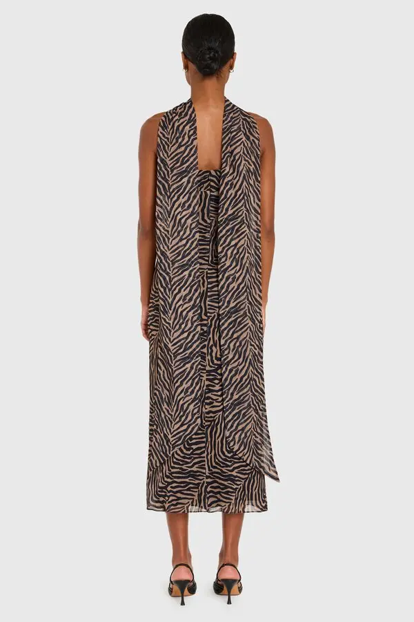 Amanda Uprichard Lara Strapless Midi Dress With Detachable Scarf