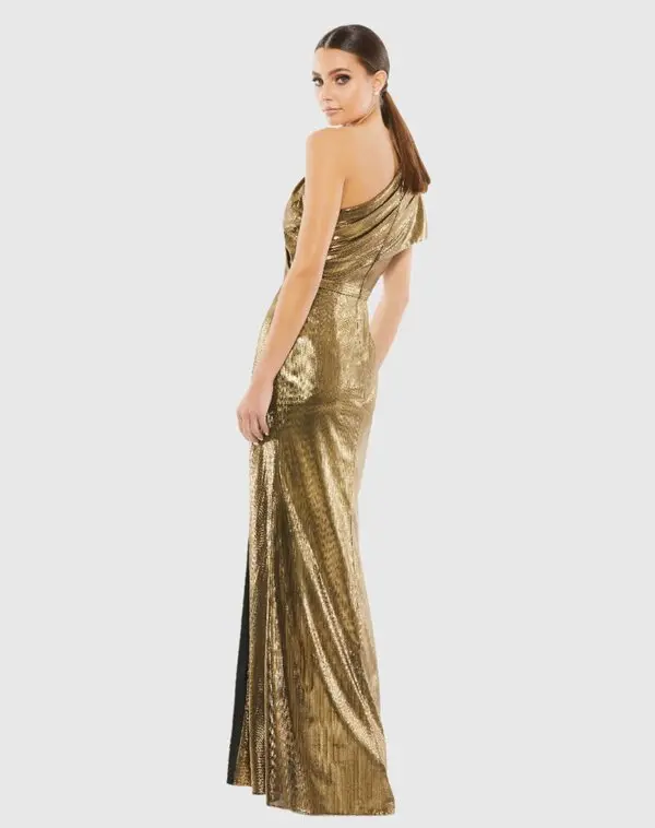 Mac Duggal Metallic One-shoulder Gown