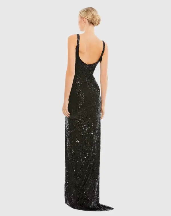 Mac Duggal Fully Sequined Scoop Back Gown - Black