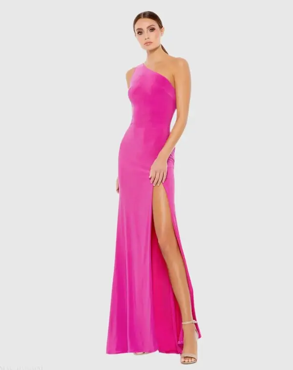 Mac Duggal Jersey One-shoulder Gown - Pink