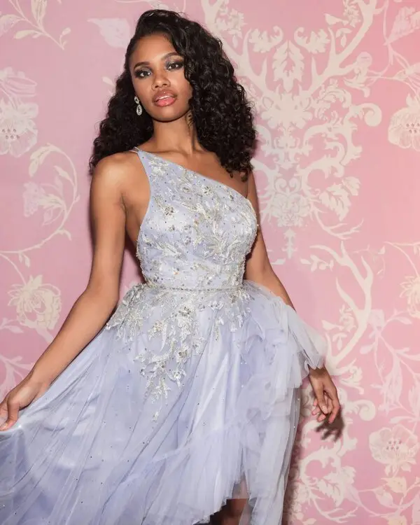 Mac Duggal Embellished One-shoulder Asymmetrical Gown