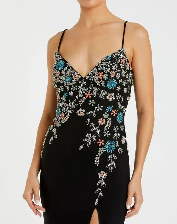 Mac Duggal Floral Embellished Column Gown