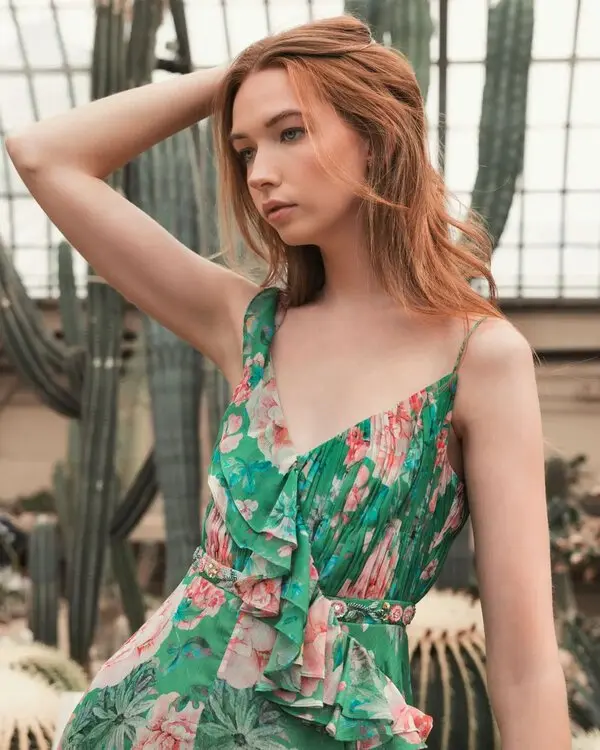 Mac Duggal Floral-printed Chiffon Maxi Dress