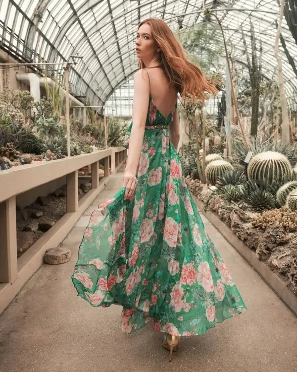 Mac Duggal Floral-printed Chiffon Maxi Dress