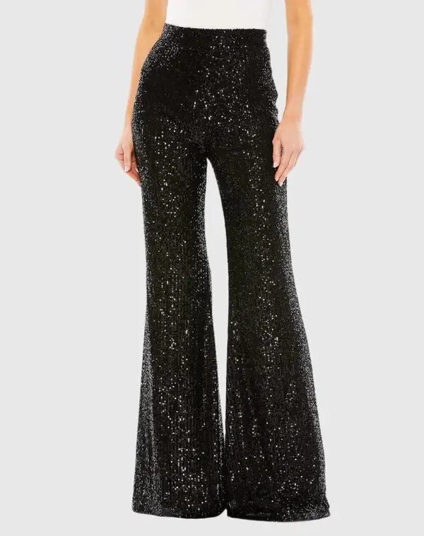 Mac Duggal Sequin Flare Evening Pants
