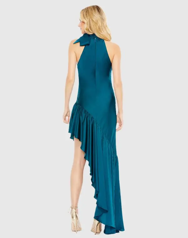 asymmetrical hemline prom dresses Roma Halter Neck Ruffled Maxi Dress main image 1