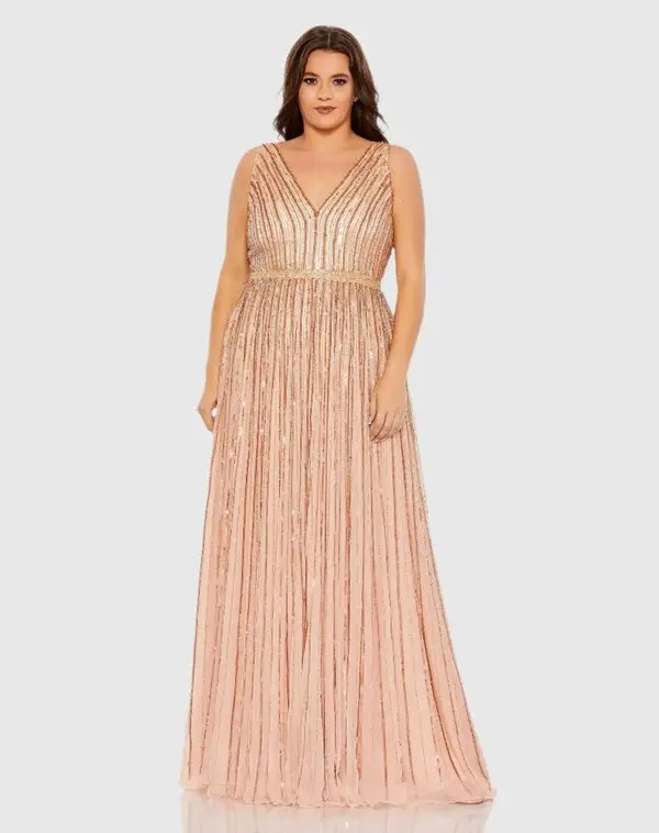 Mac Duggal Sleeveless V-neck A-line Gown