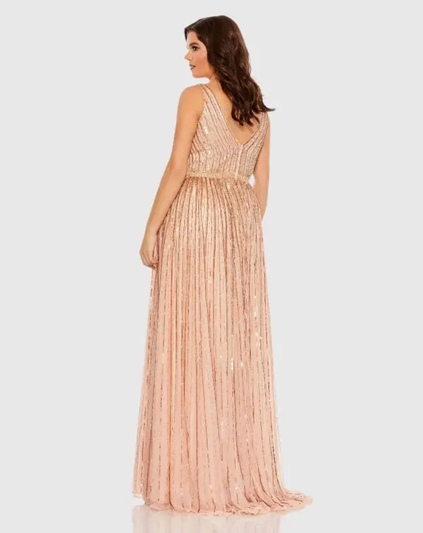 Mac Duggal Sleeveless V-neck A-line Gown