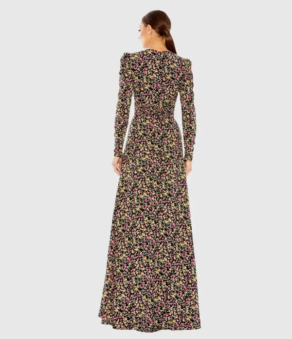 Mac Duggal Floral-printed Jersey Gown