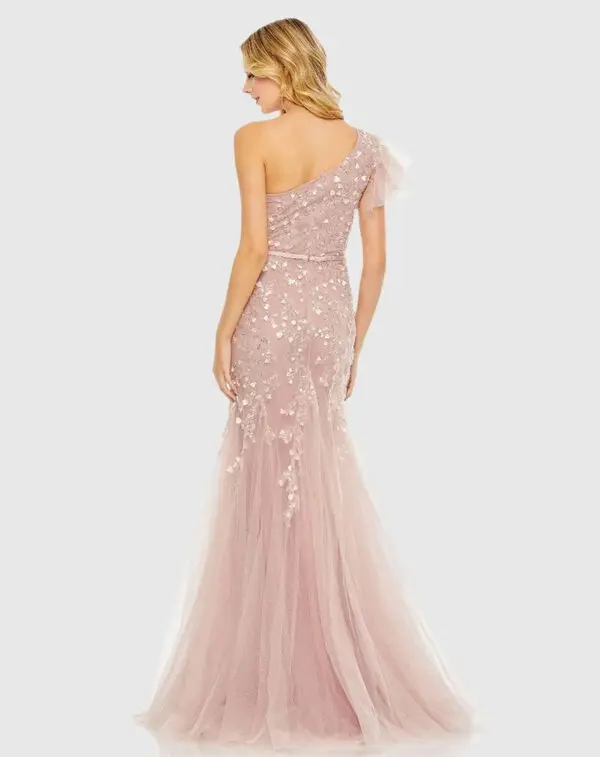 Mac Duggal One-shoulder Gown With Embellishments