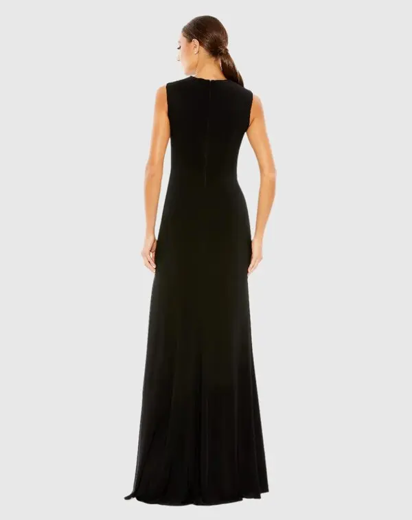 Mac Duggal Draped Jersey Gown With Rhinestone Ring