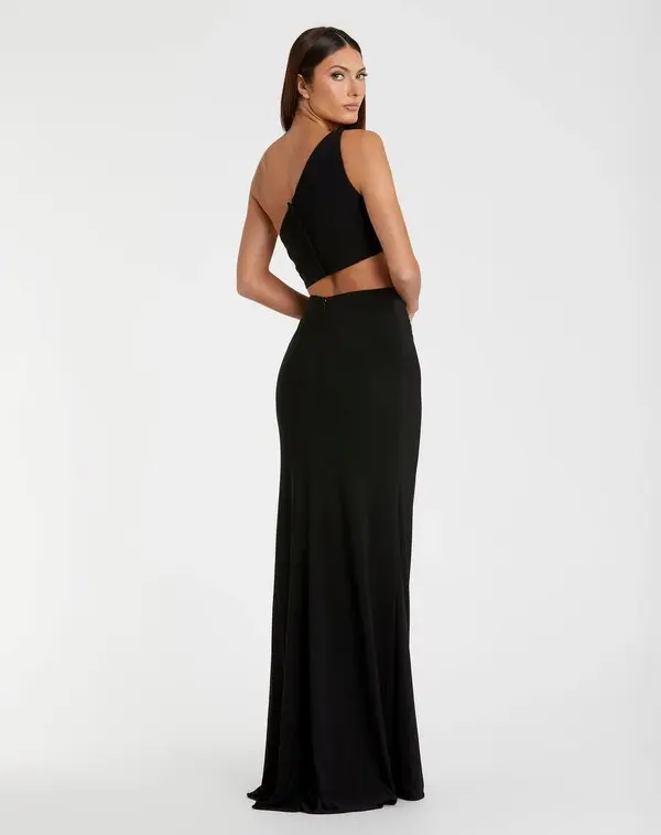 Mac Duggal One-shoulder Ruched Cut-out Gown - Black