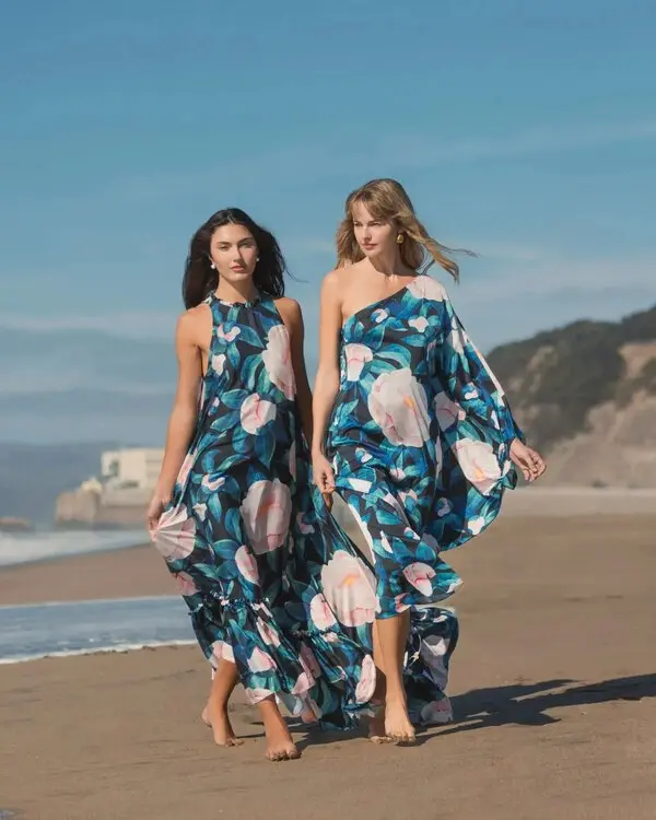 Mac Duggal Floral High Neck Long Dress