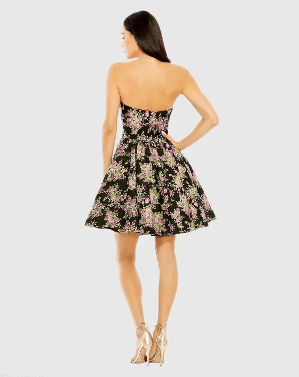 Mac Duggal Strapless Brocade Mini Dress