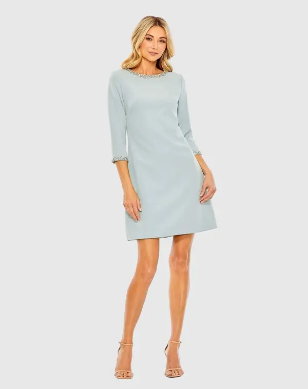 Mac Duggal Embellished Crepe Cocktail Dress - Blue