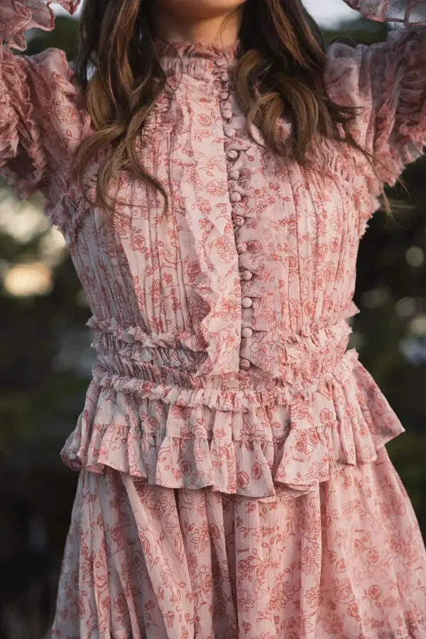 Mac Duggal Floral-Printed Chiffon Mini Dress With Ruffle Detailing In  Cinnamon | Editorialist