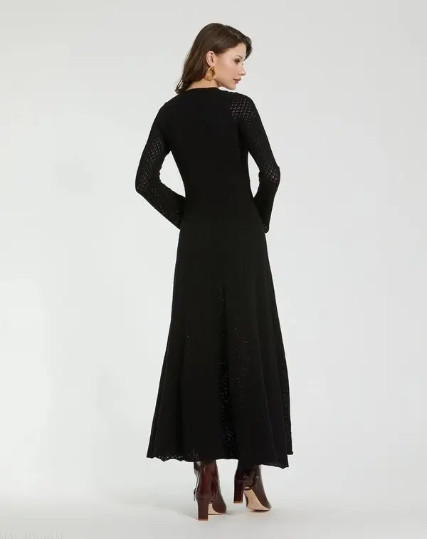 Mac Duggal Scoop Neck Long Sleeve Knit Maxi Dress