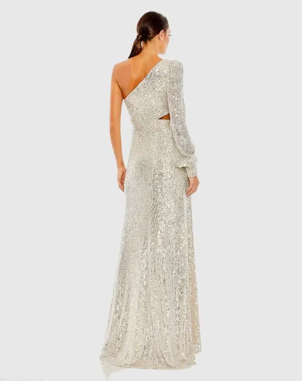 Mac Duggal Sequin One-shoulder Gown