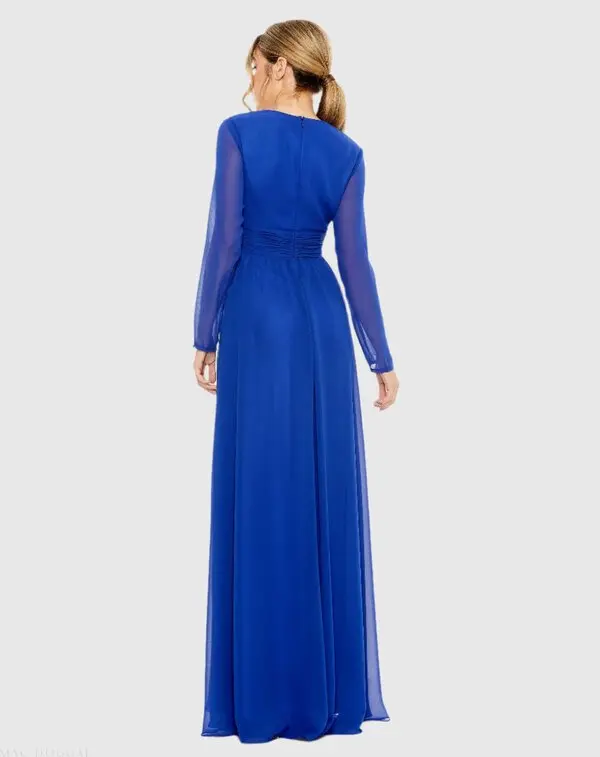 Mac Duggal Empire Waist Gown With Thigh-high Slit