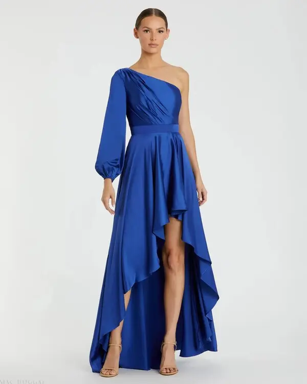Mac Duggal One-shoulder Hi-low Gown - Blue