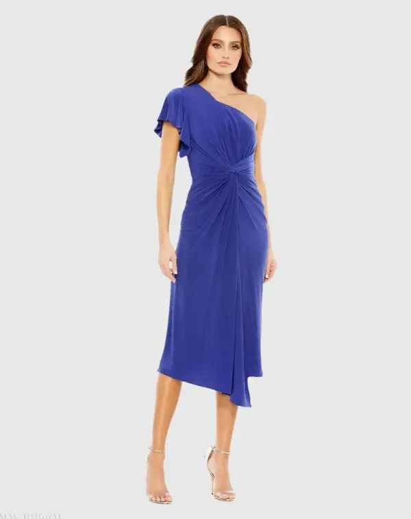 Mac Duggal One-shoulder Midi-length Jersey Dress