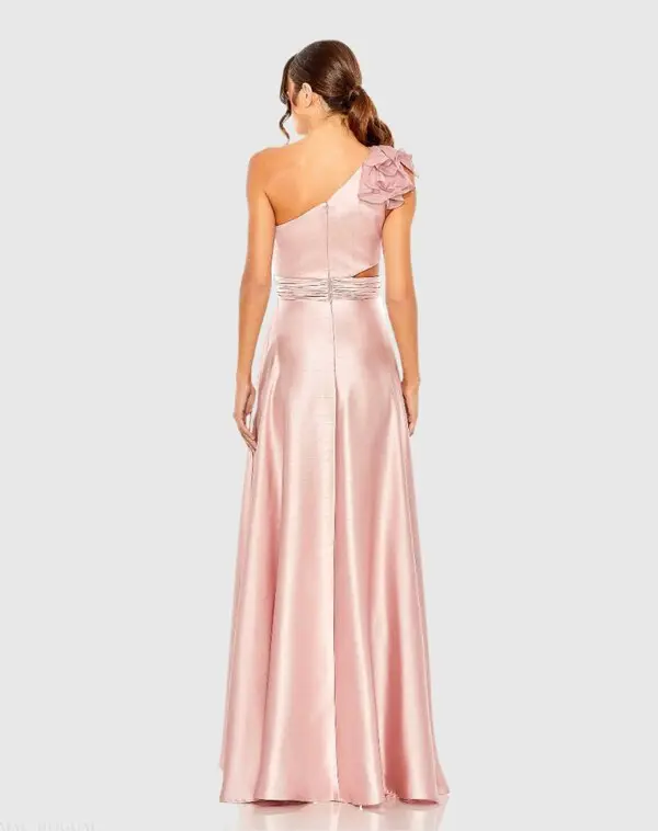 Mac Duggal Ruffled One-shoulder Hi-low Gown - Pink