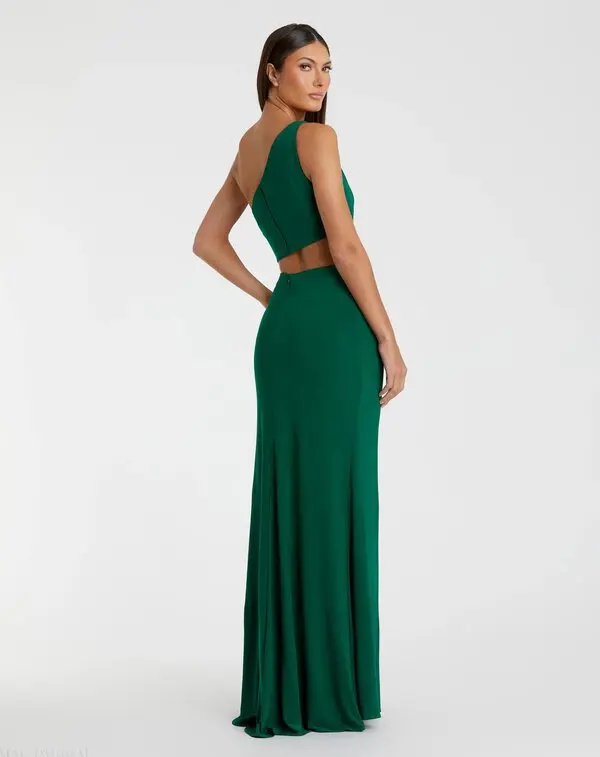 Mac Duggal One-shoulder Cut-out Gown - Emerald