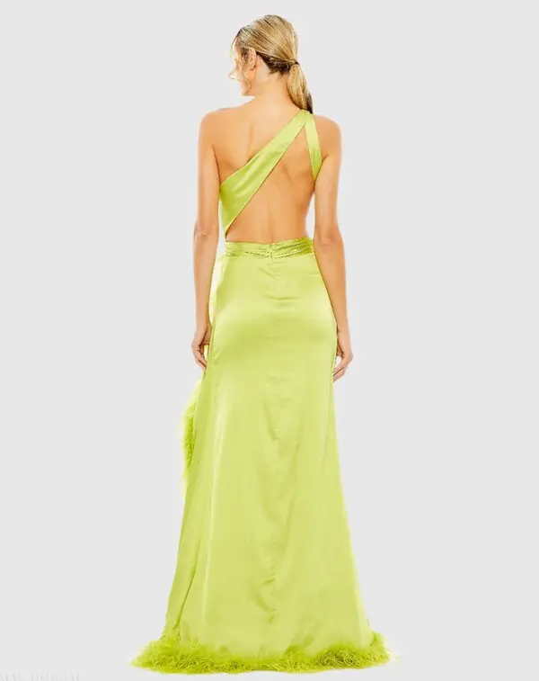 Mac Duggal One-shoulder Feathered Gown - Green
