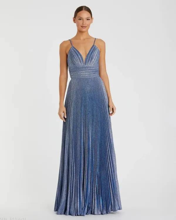 Mac Duggal Metallic Lurex Gown With Glitter Detail