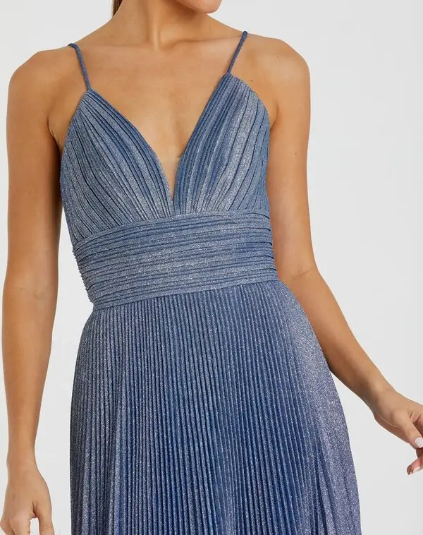 Mac Duggal Metallic Lurex Gown With Glitter Detail