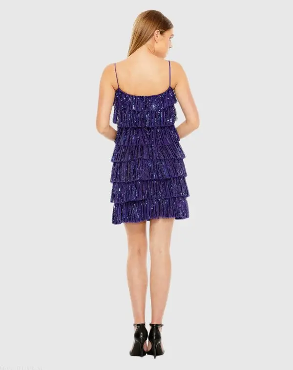 Mac Duggal Beaded Sequin Dress - Blue