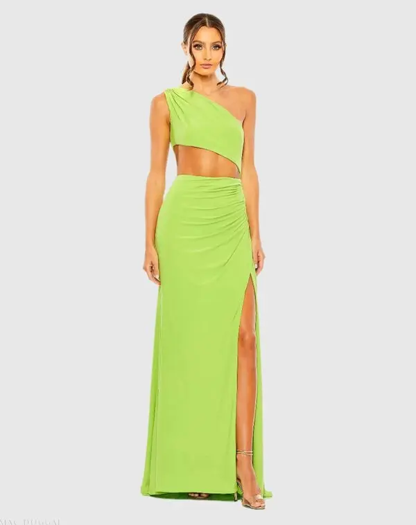 Mac Duggal One-shoulder Cut-out Gown - Green