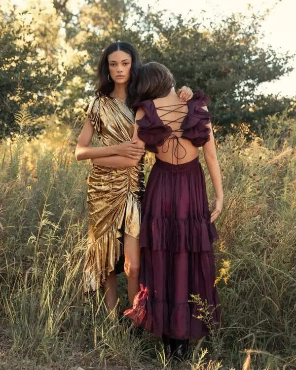 one shoulder flutter sleeve dress Draped One-Shoulder Flutter Sleeve Maxi Dress with Front Slit