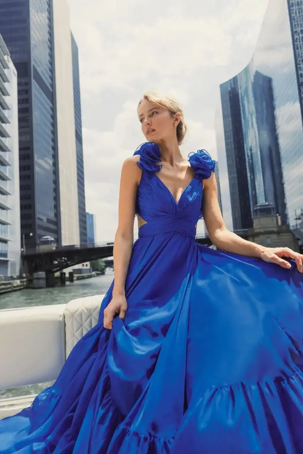 Mac Duggal Iconic Ruffle Gown - Blue