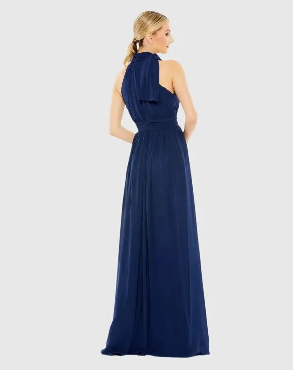 Mac Duggal High Neck Sleeveless Gown - Navy