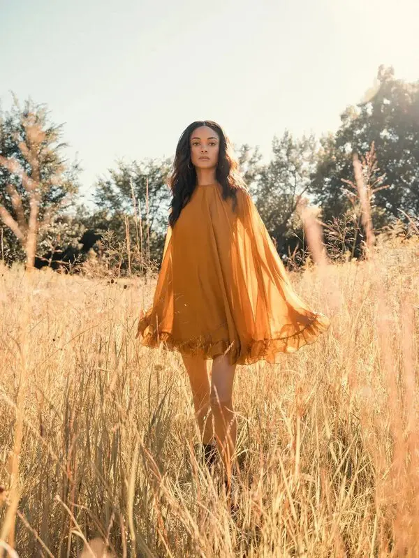 Mac Duggal High Neck Cape Mini Dress - Yellow