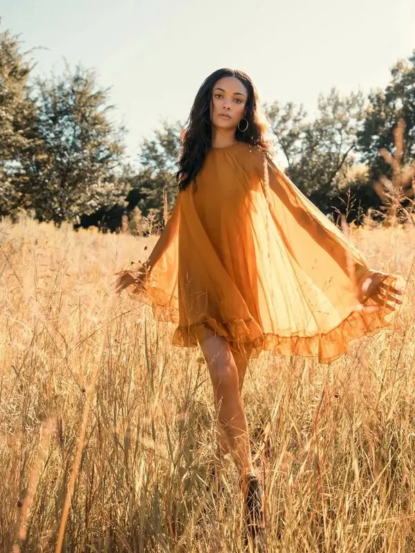 Mac Duggal High Neck Cape Mini Dress - Yellow