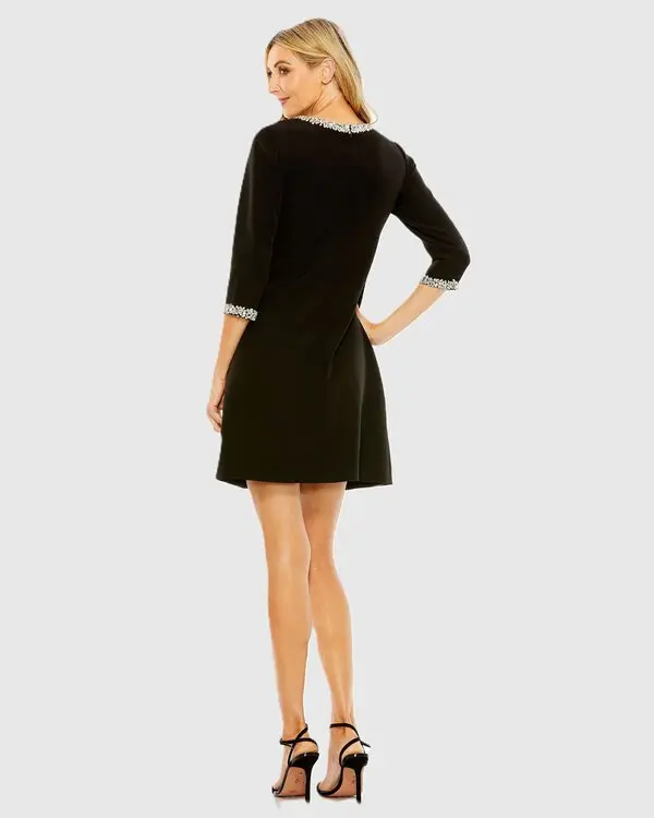 Mac Duggal Embellished Crepe Cocktail Dress - Black