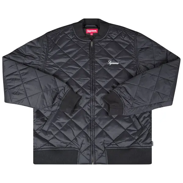 Supreme Sequin Patch Quilted Bomber Jacket - Black