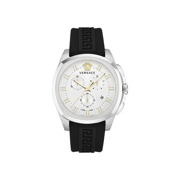 Versace Geo Chrono Strap Watch - Silver