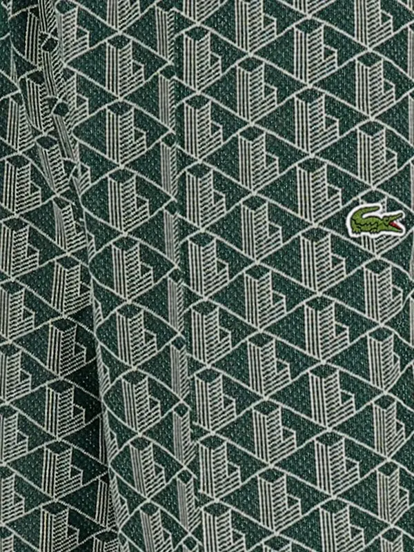 Lacoste Cotton Blend Jogging Pants With Graphic Logo Print - Green